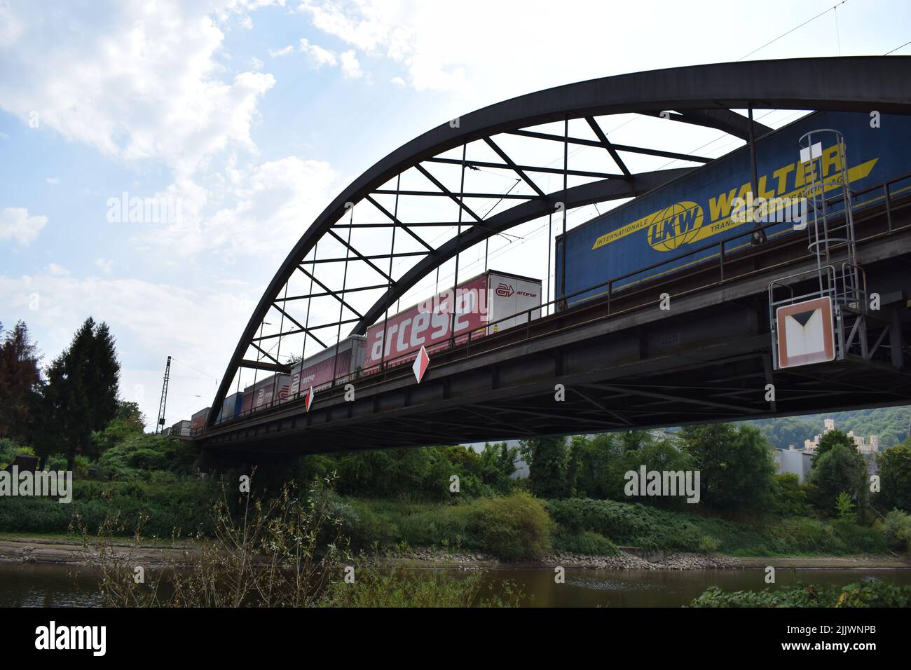 freight train on a bridge Stock Photo - Alamy