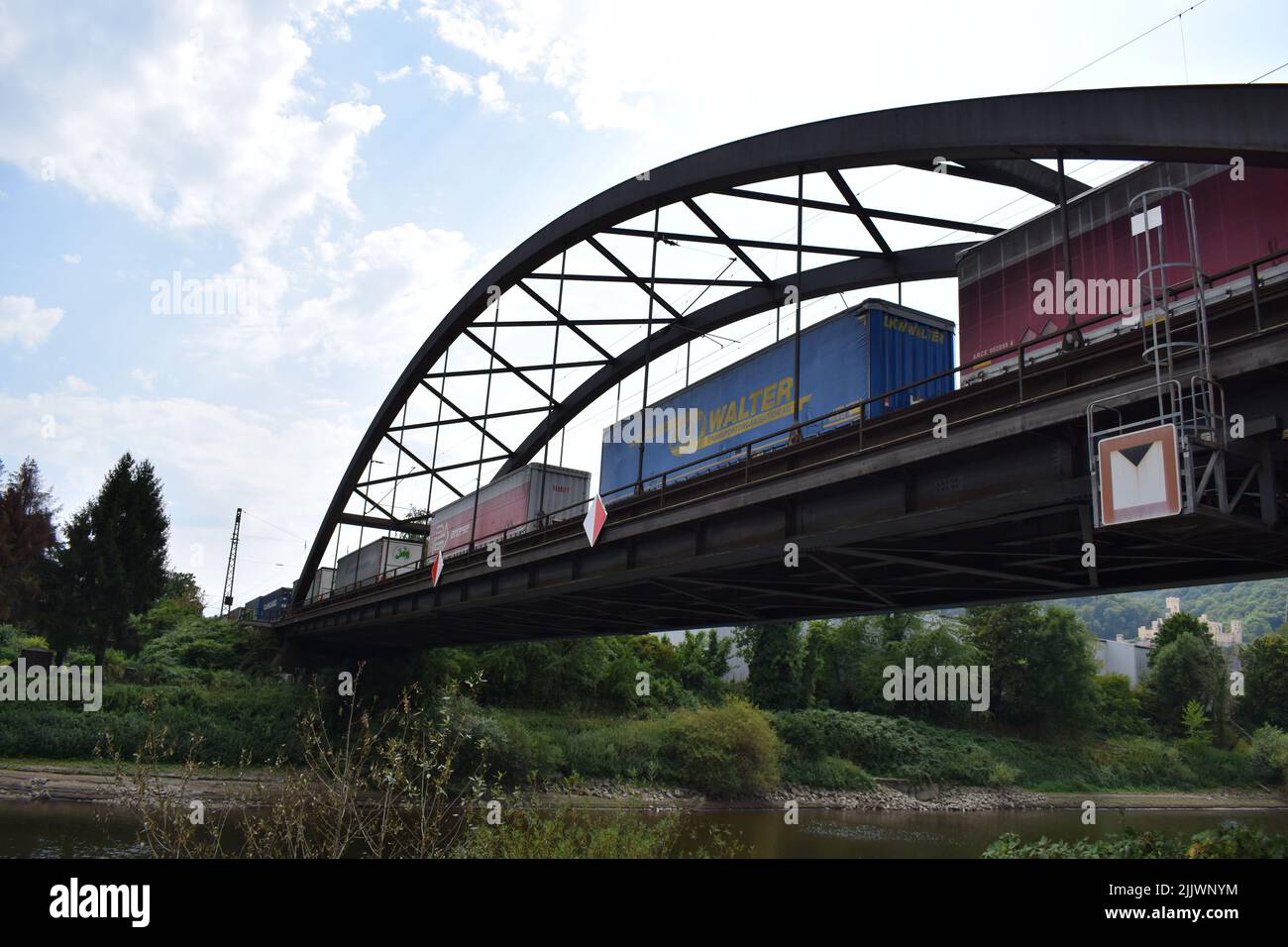 freight train on a bridge Stock Photo - Alamy