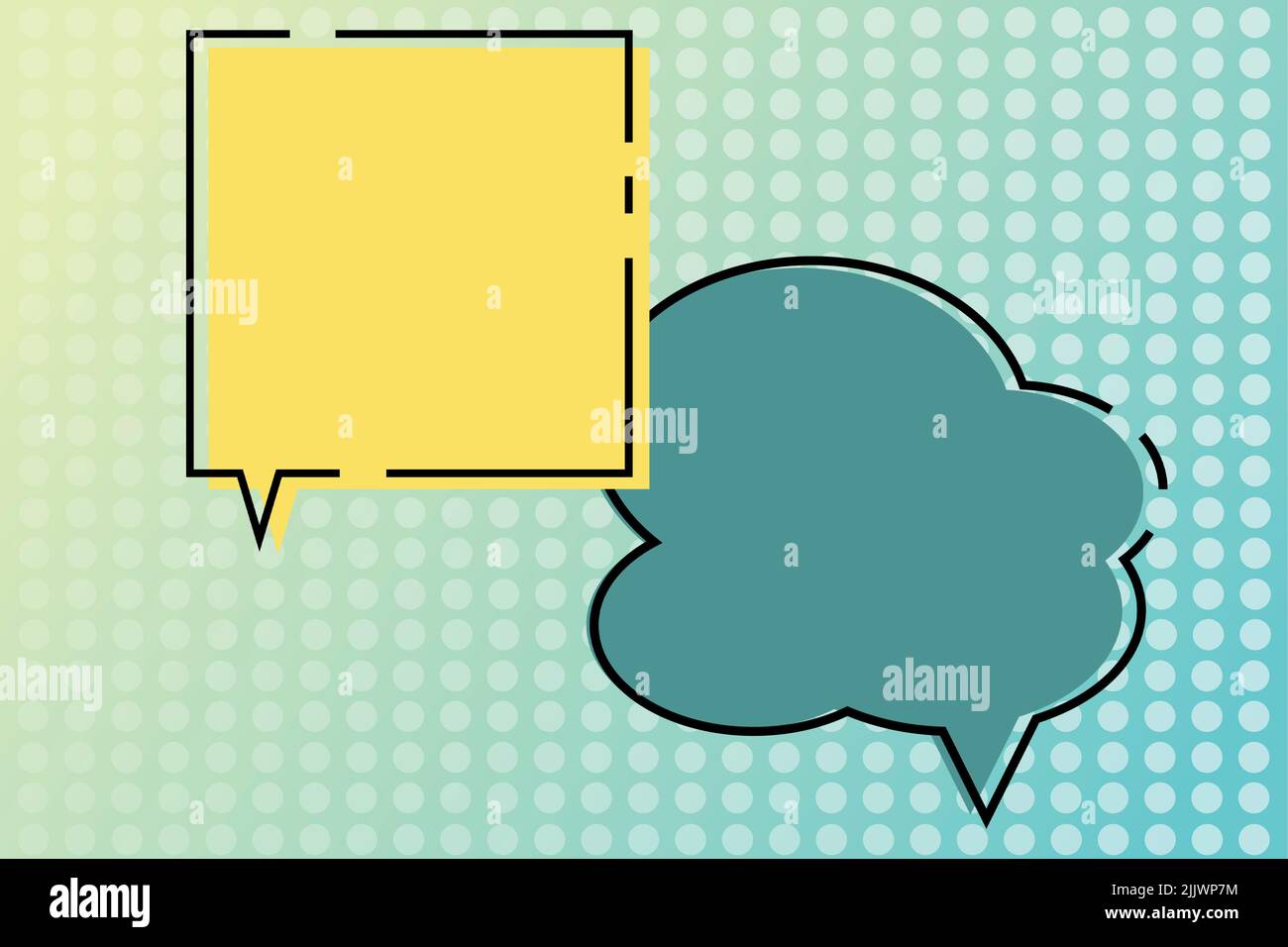 Cloud And Square Shaped Blank Speech Bubbles On Colorful Background ...