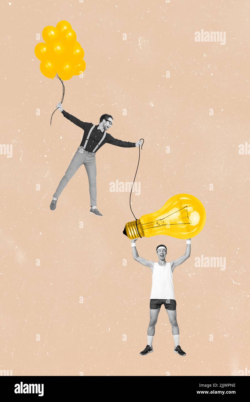 Creative abstract template graphics image of funny funky guy producing ...