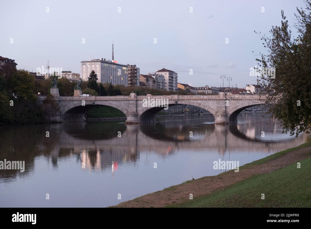 Bridges on the river Po Stock Photo - Alamy