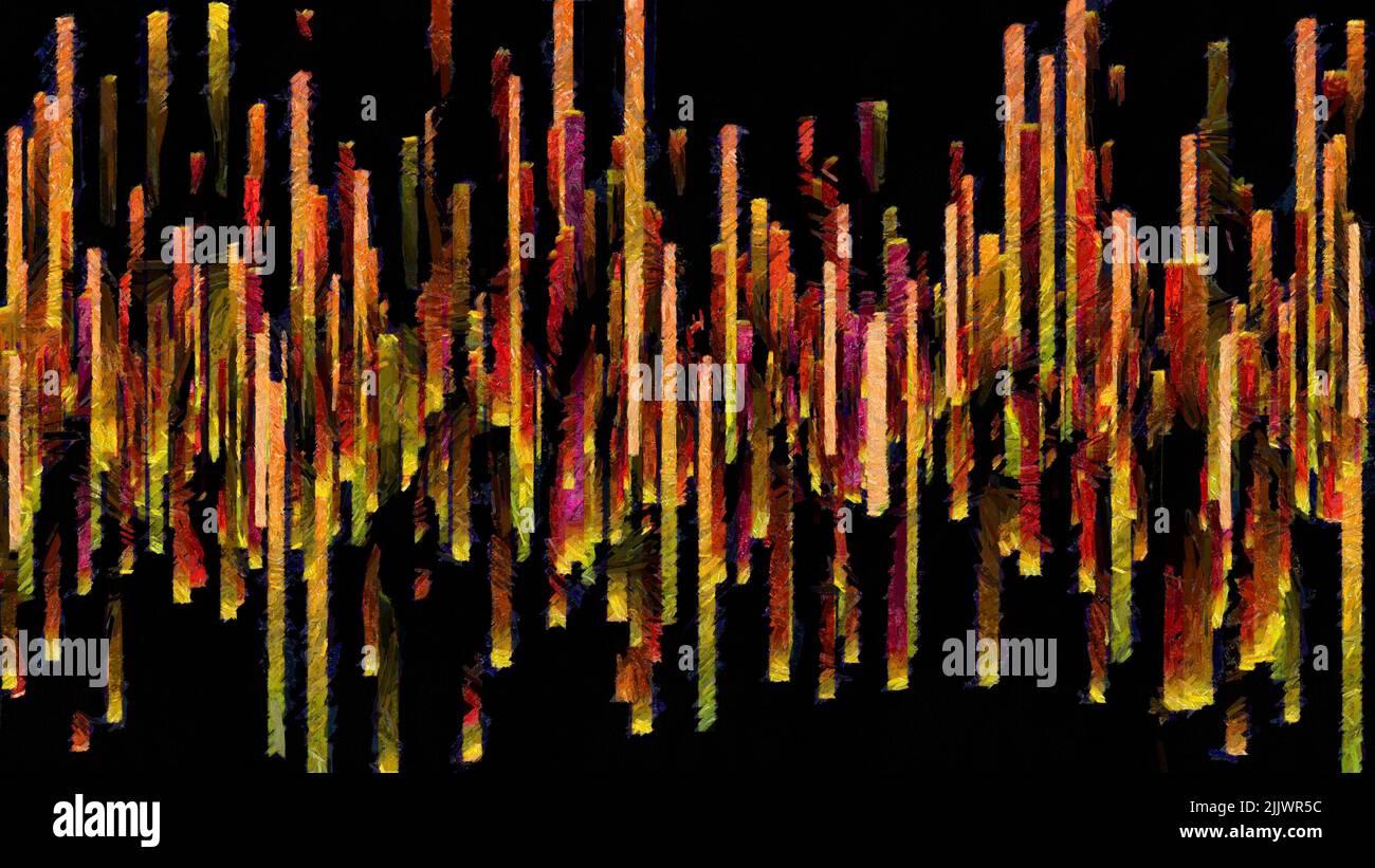 Digital render in painterly style - acrylic paint patterns and ...