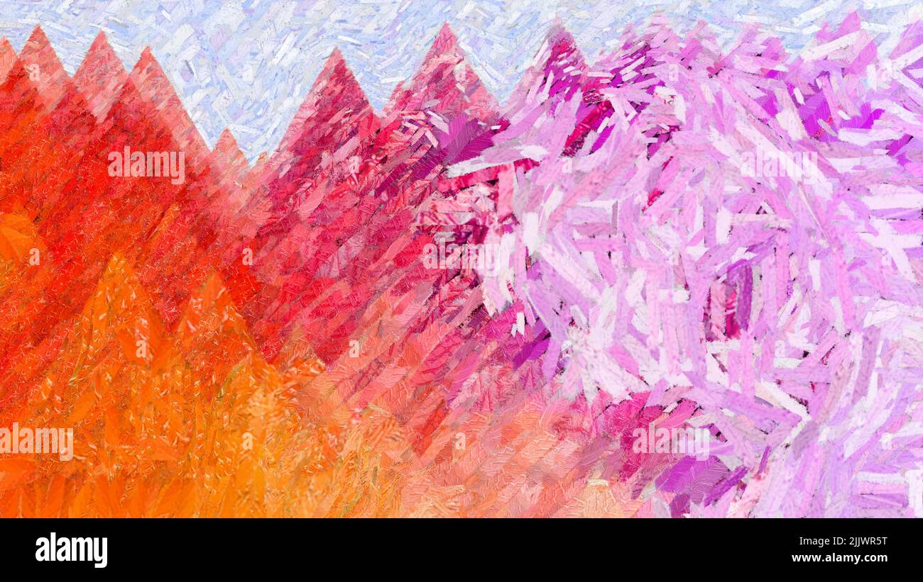 Digital render in painterly style - acrylic paint patterns and ...