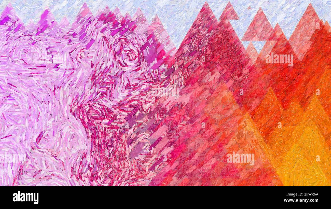 Digital render in painterly style - acrylic paint patterns and ...