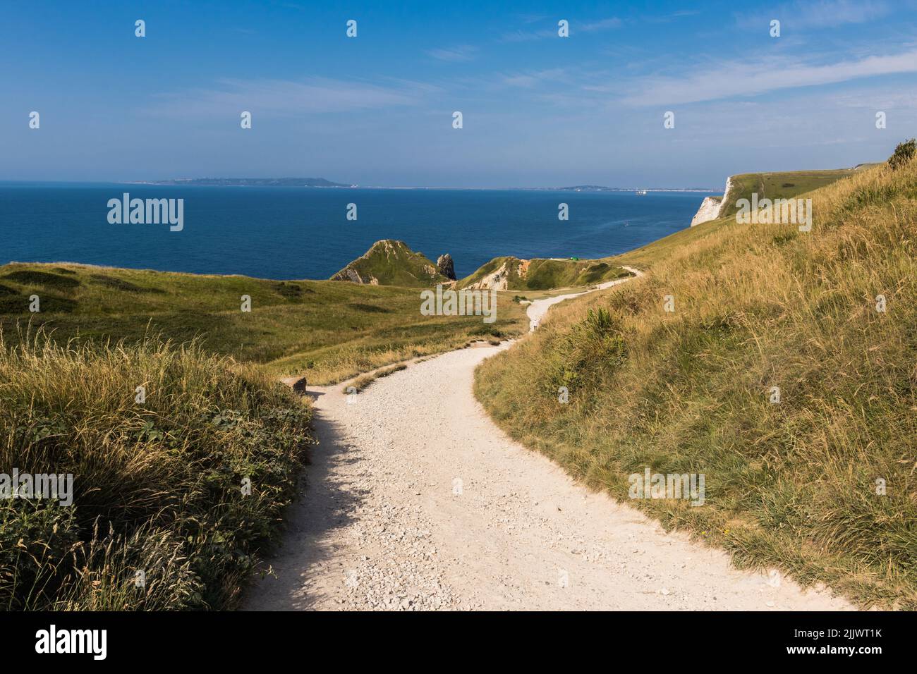 Steep footpath leading down to Durdle Door (sometimes Durdle Dor) is a ...