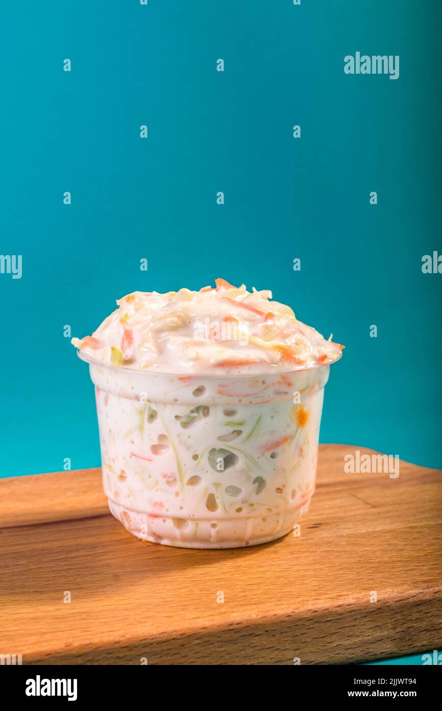 Fresh coleslaw salad in a transparent plastic box Stock Photo - Alamy