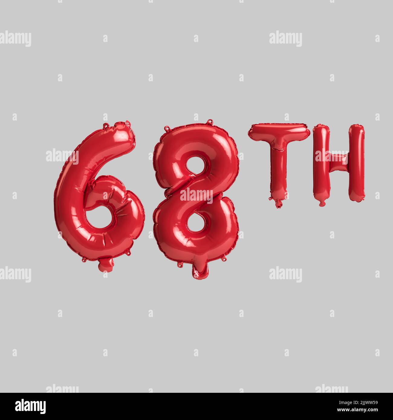 3d illustration of 68th red balloons isolated on white background Stock ...