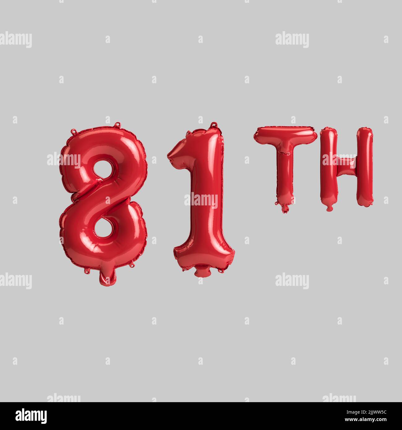 3d illustration of 81th red balloons isolated on white background Stock ...