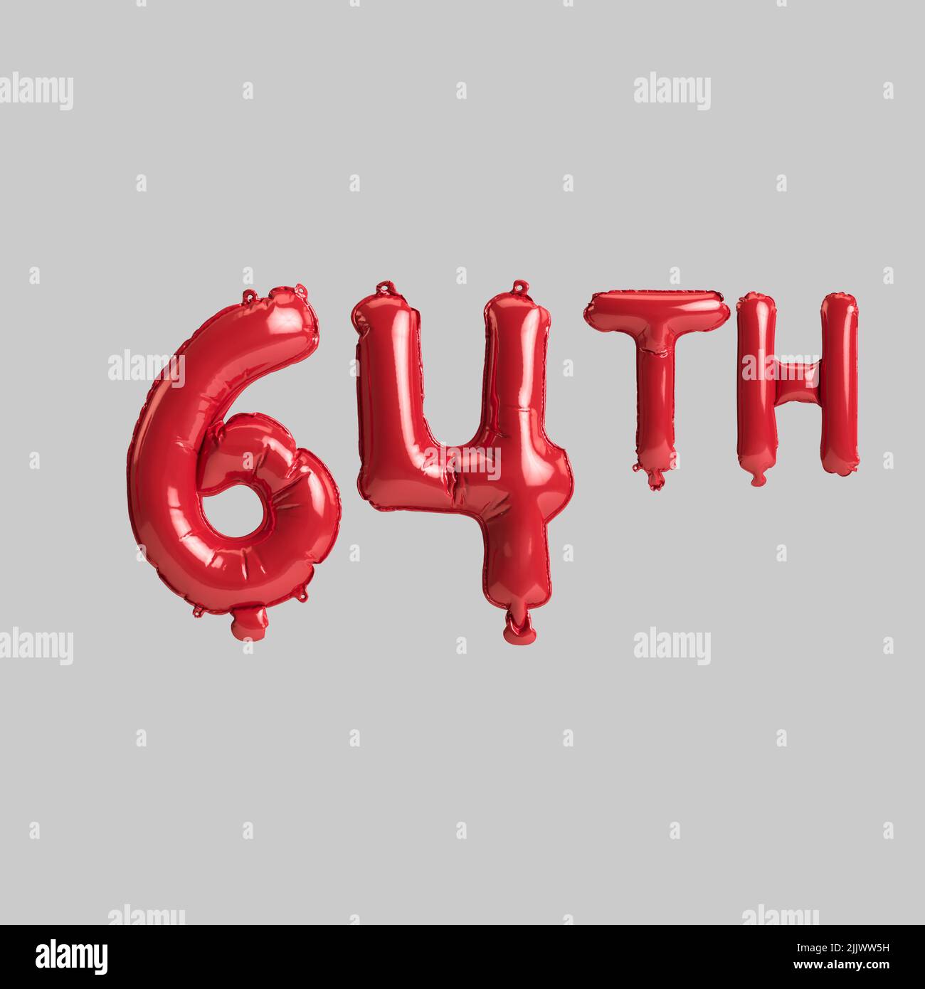 3d illustration of 64th red balloons isolated on white background Stock ...