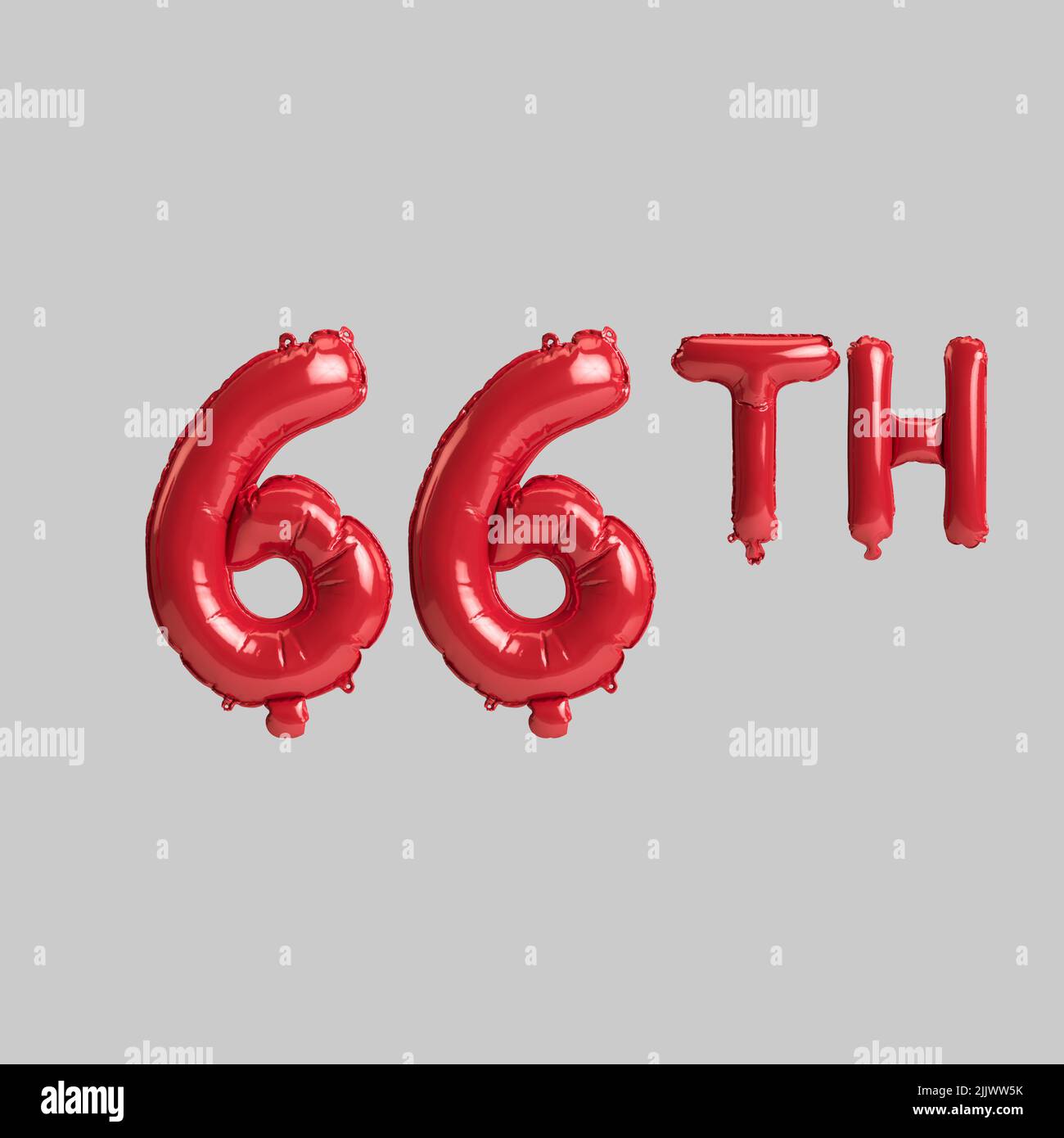3d illustration of 66th red balloons isolated on white background Stock ...