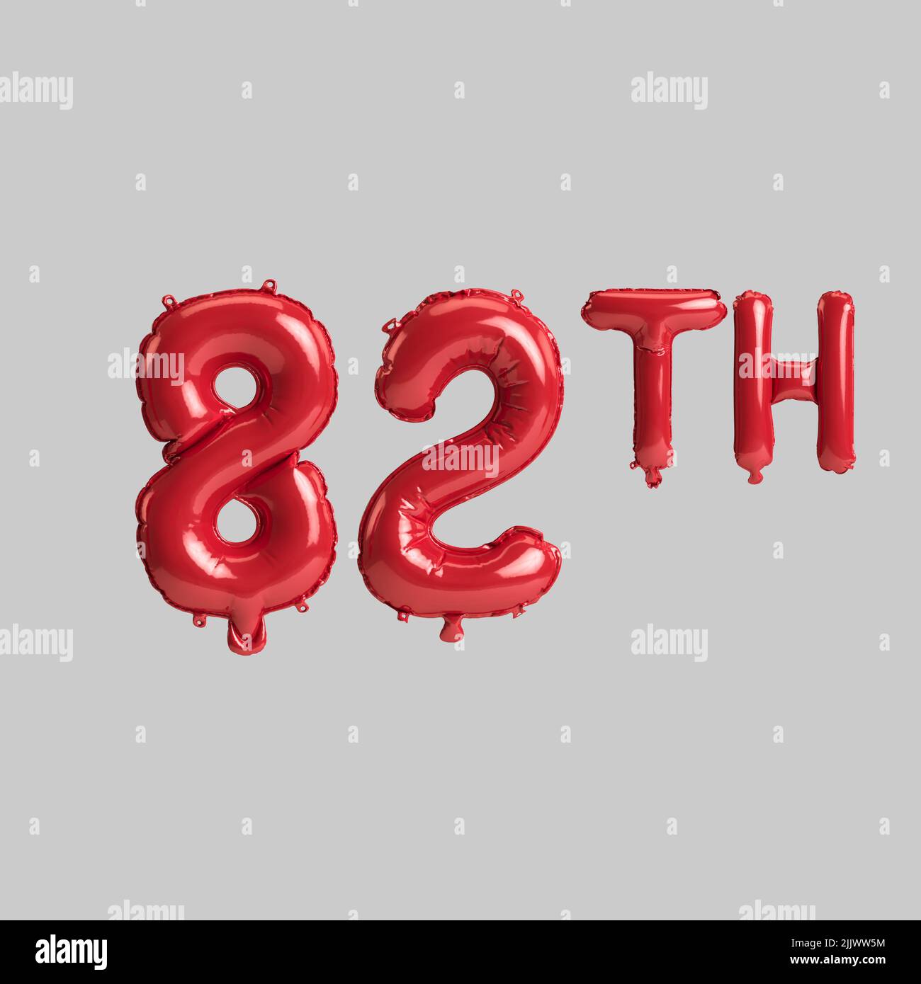 3d illustration of 82th red balloons isolated on white background Stock ...
