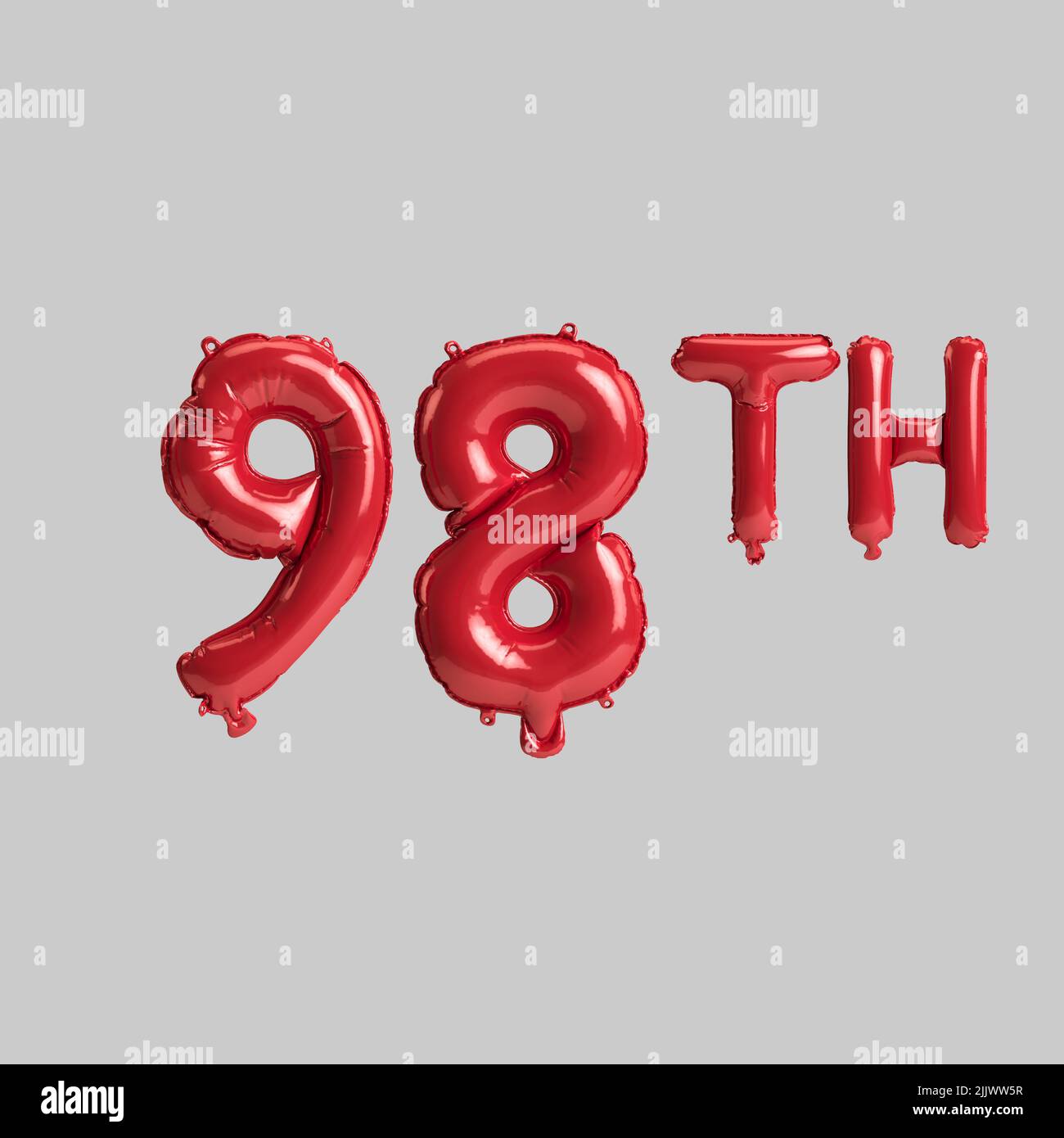 3d illustration of 98th red balloons isolated on white background Stock ...