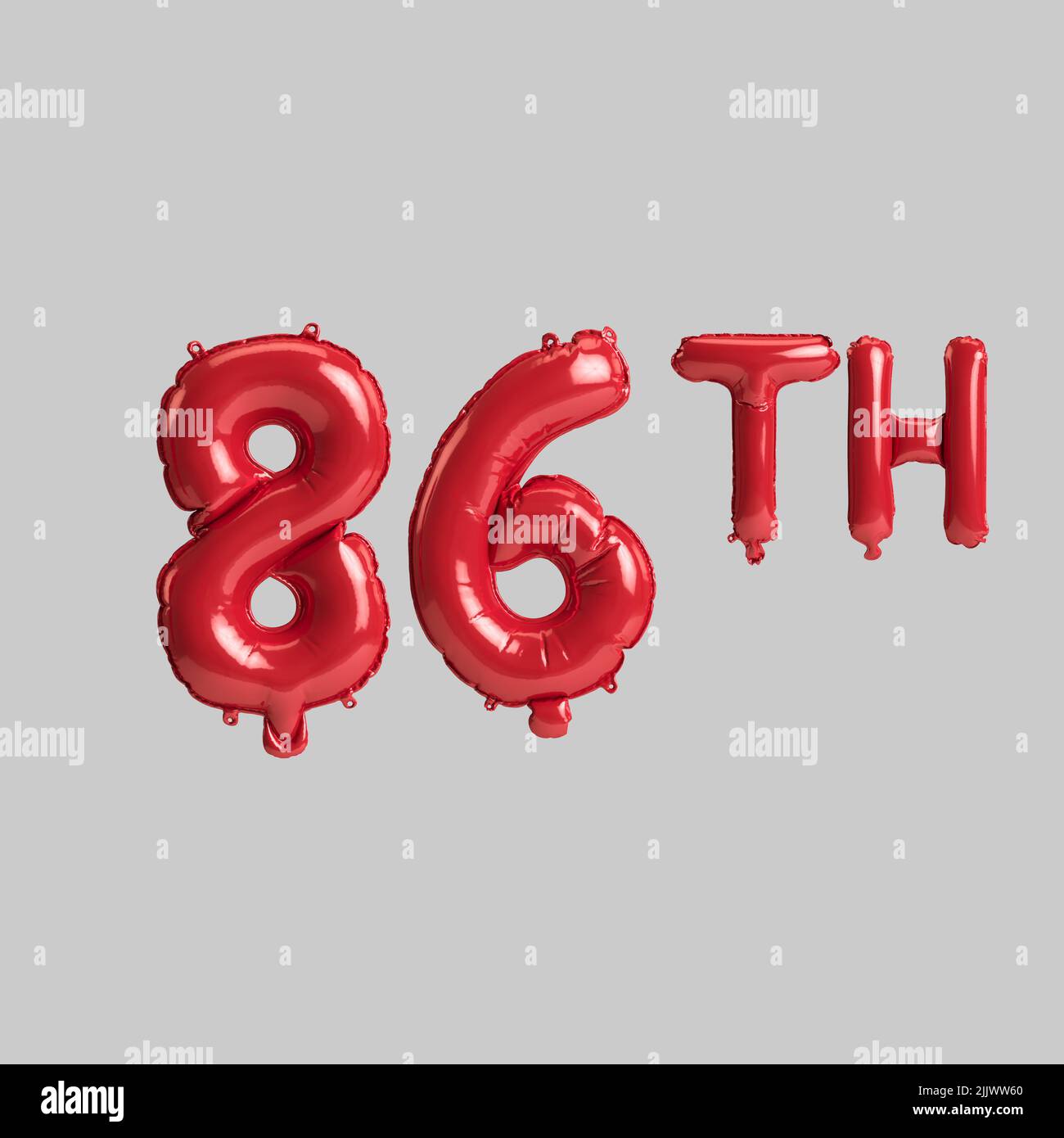 3d illustration of 86th red balloons isolated on white background Stock ...