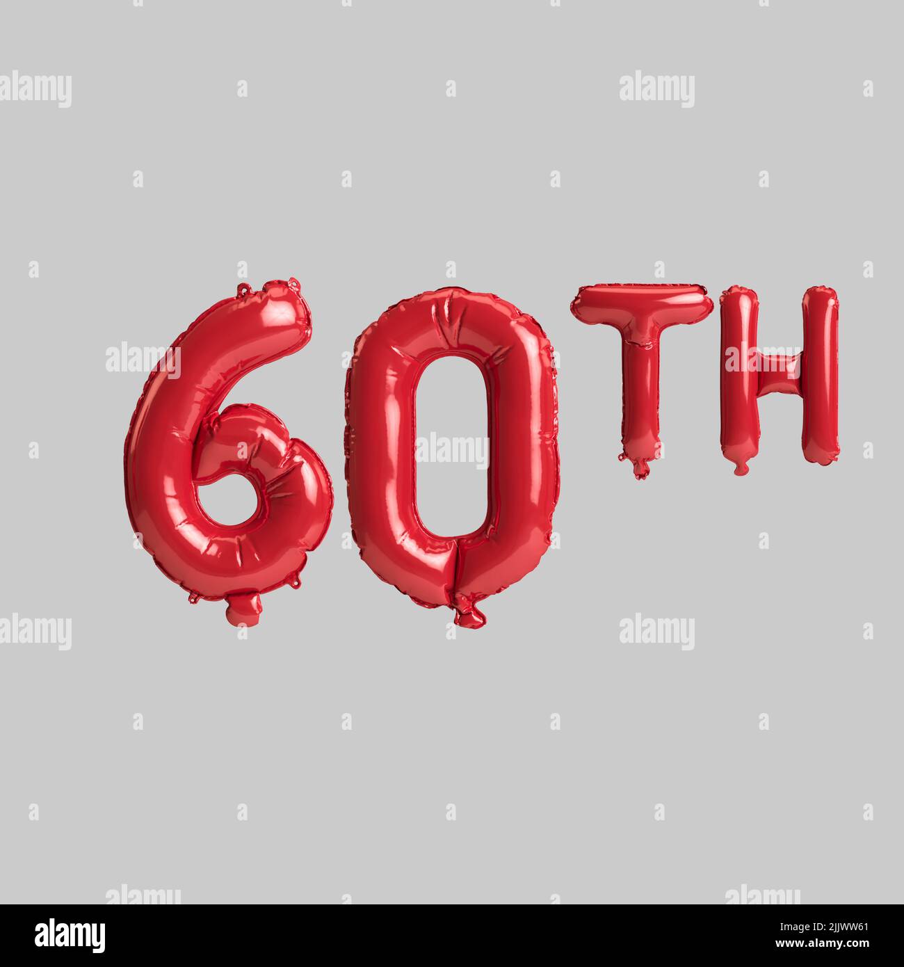 3d illustration of 60th red balloons isolated on white background Stock ...