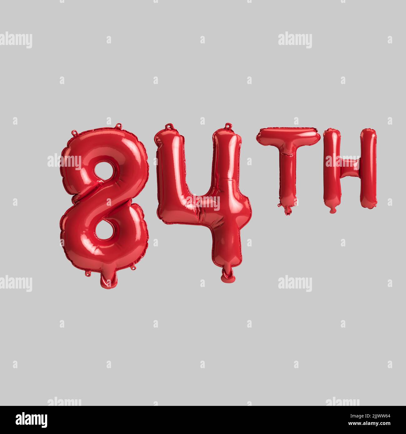 3d illustration of 84th red balloons isolated on white background Stock ...