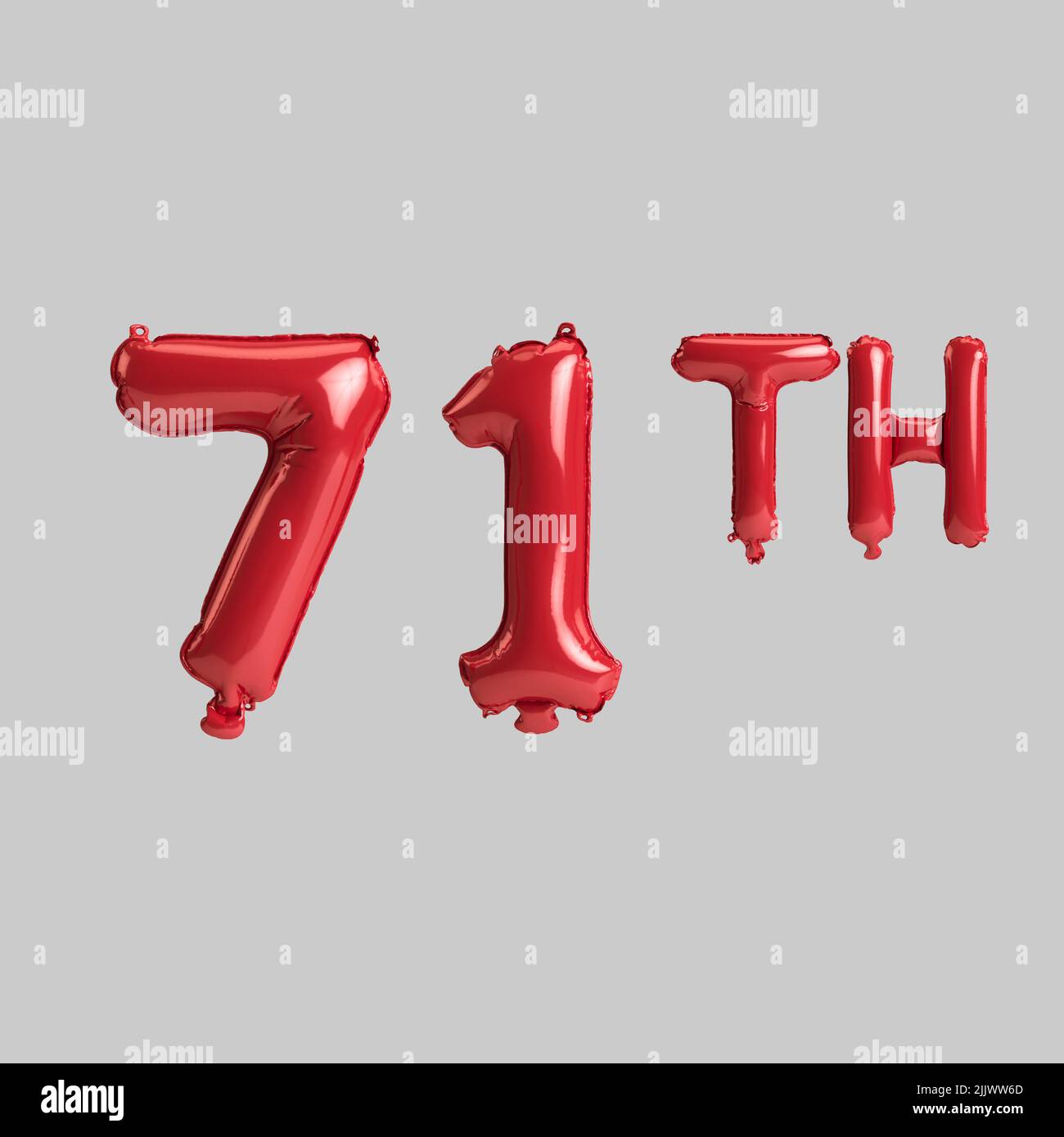 3d illustration of 71th red balloons isolated on white background Stock ...