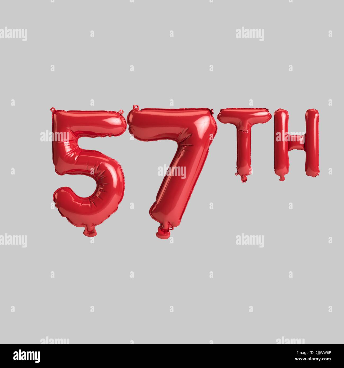 3d illustration of 57th red balloons isolated on white background Stock ...