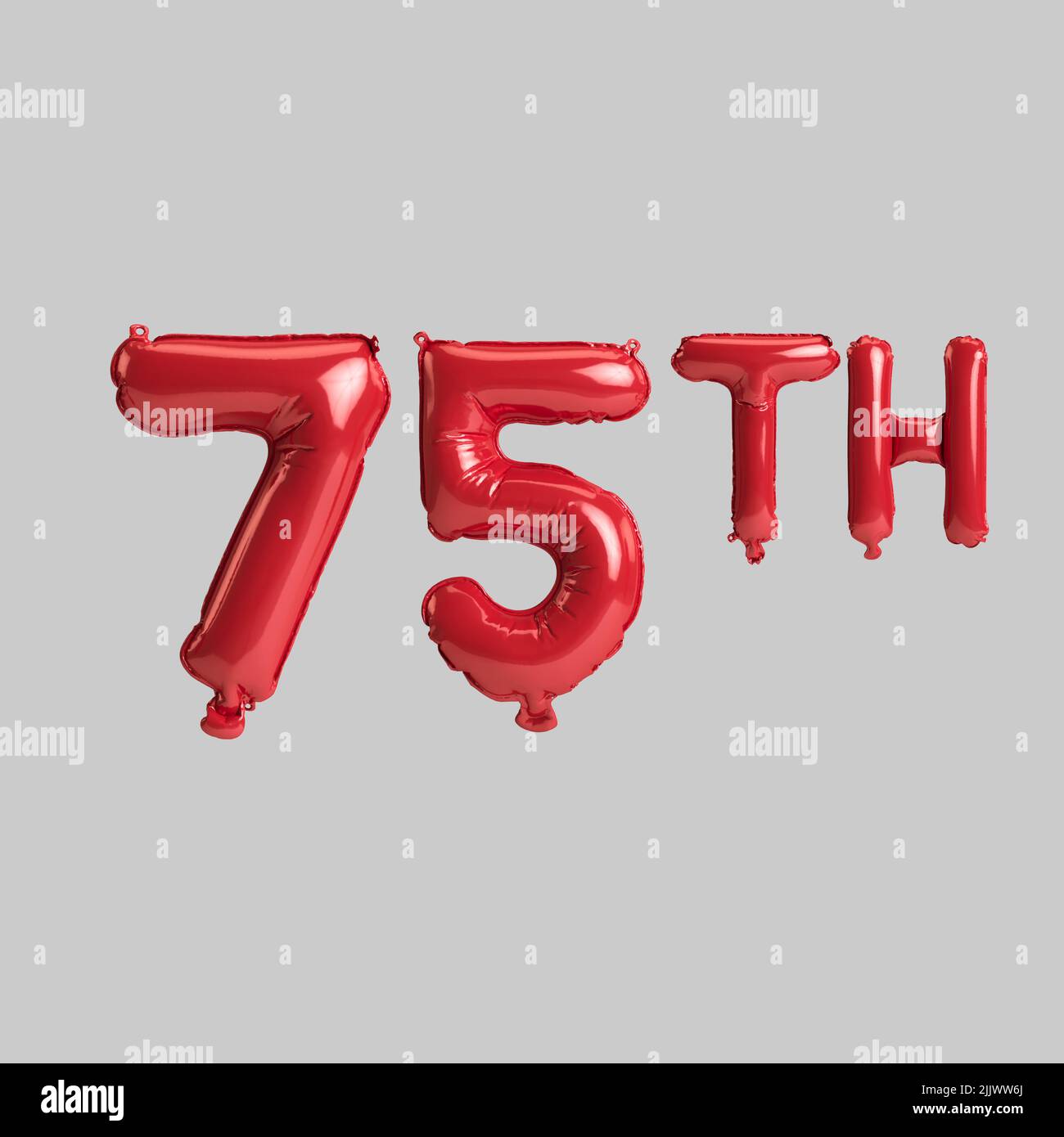 3d illustration of 75th red balloons isolated on white background Stock ...