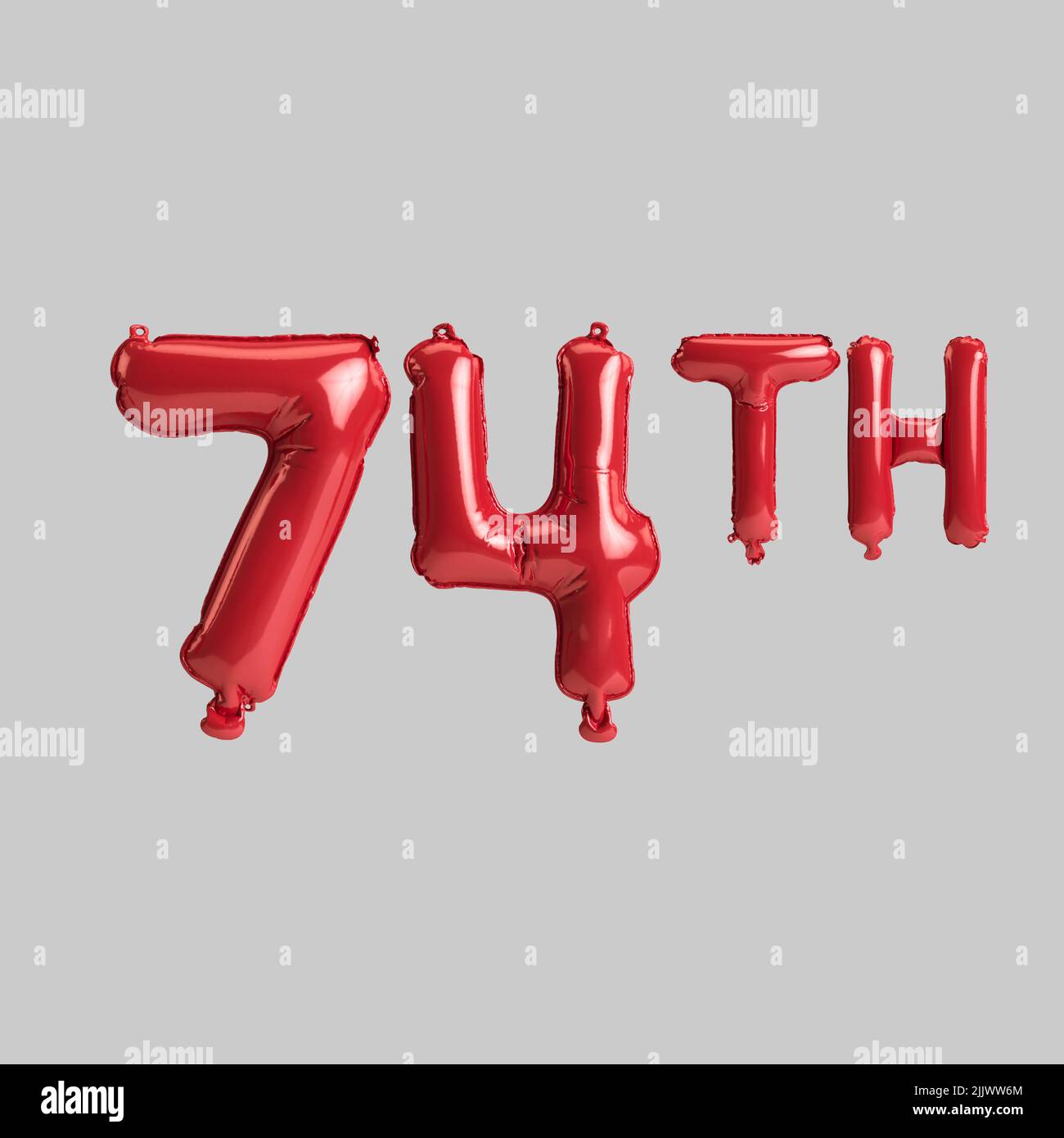 3d illustration of 74th red balloons isolated on white background Stock ...
