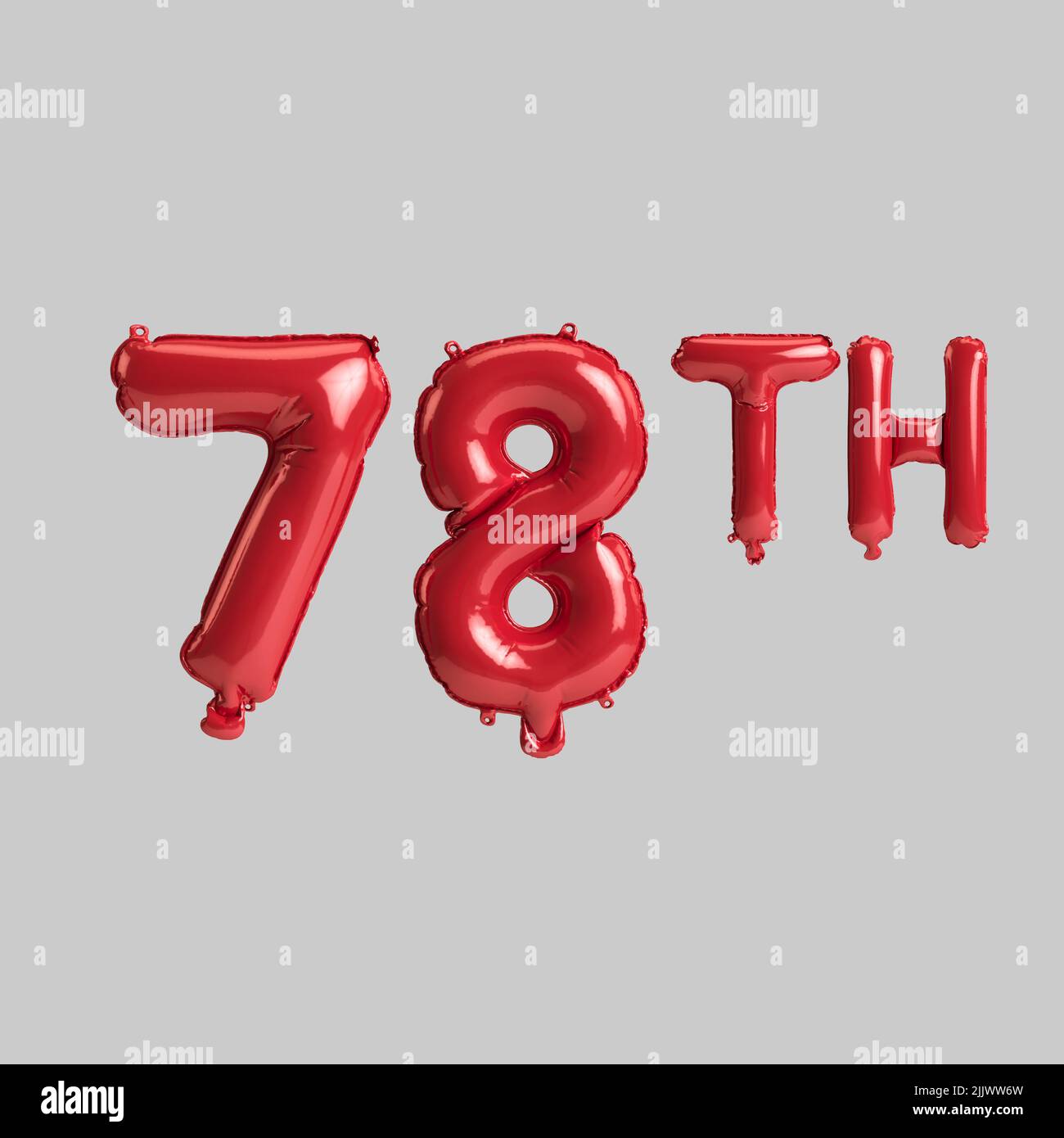 3d illustration of 78th red balloons isolated on white background Stock ...