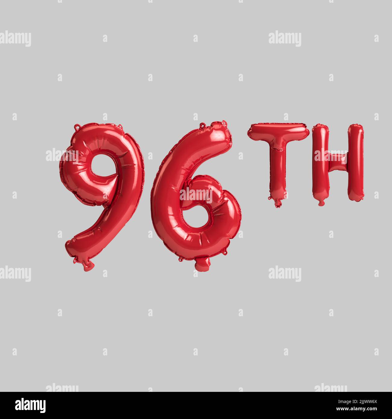 3d illustration of 96th red balloons isolated on white background Stock ...
