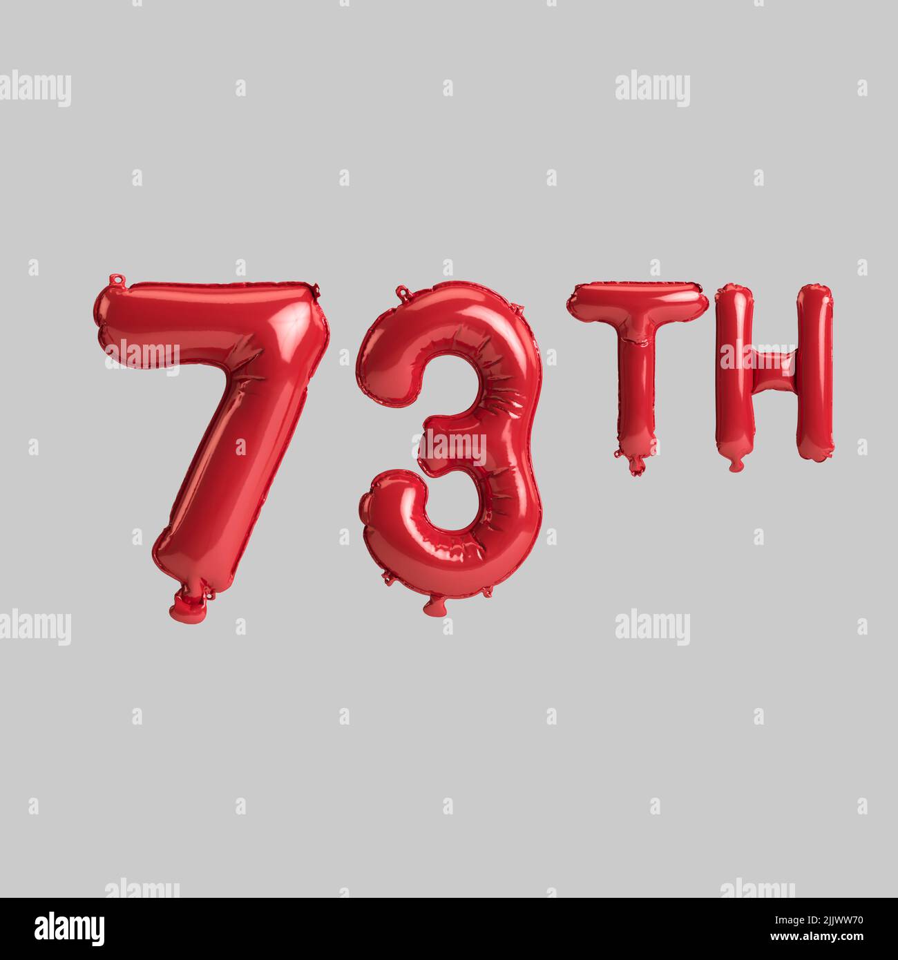 3d illustration of 73th red balloons isolated on white background Stock ...