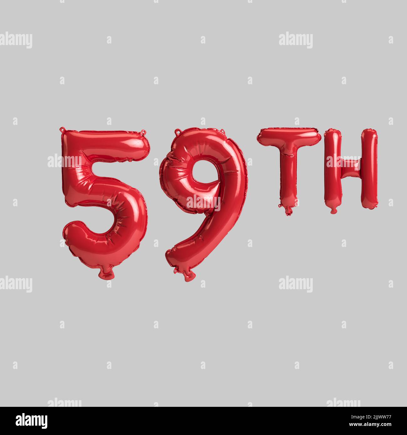 3d illustration of 59th red balloons isolated on white background Stock ...