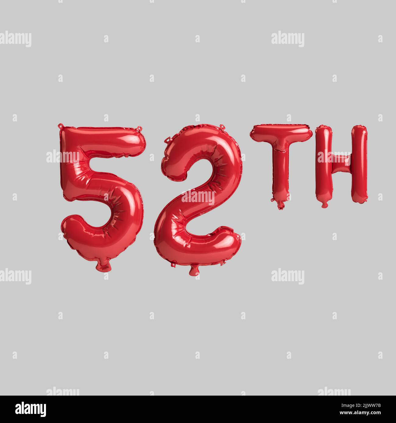 3d illustration of 52th red balloons isolated on white background Stock ...