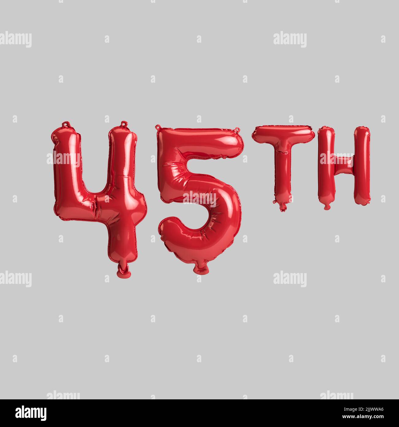 3d illustration of 45th red balloons isolated on white background Stock ...