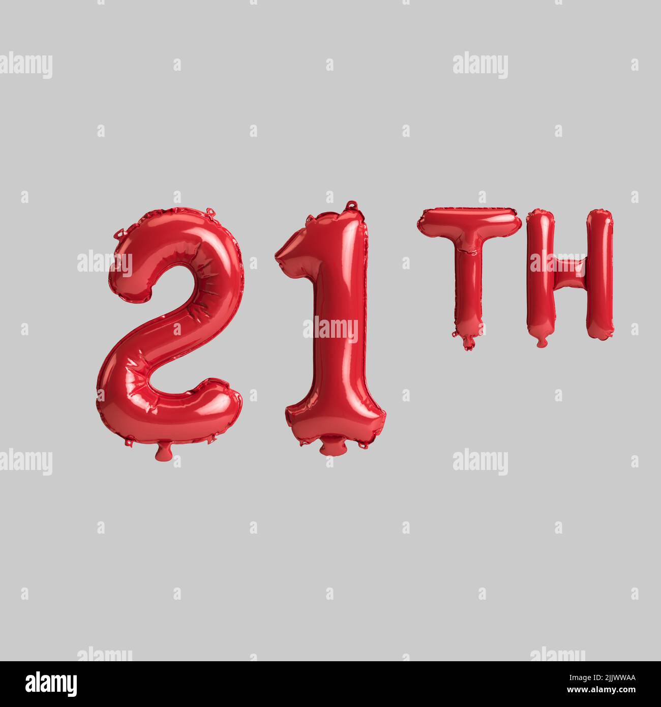 3d illustration of 21th red balloons isolated on white background Stock ...