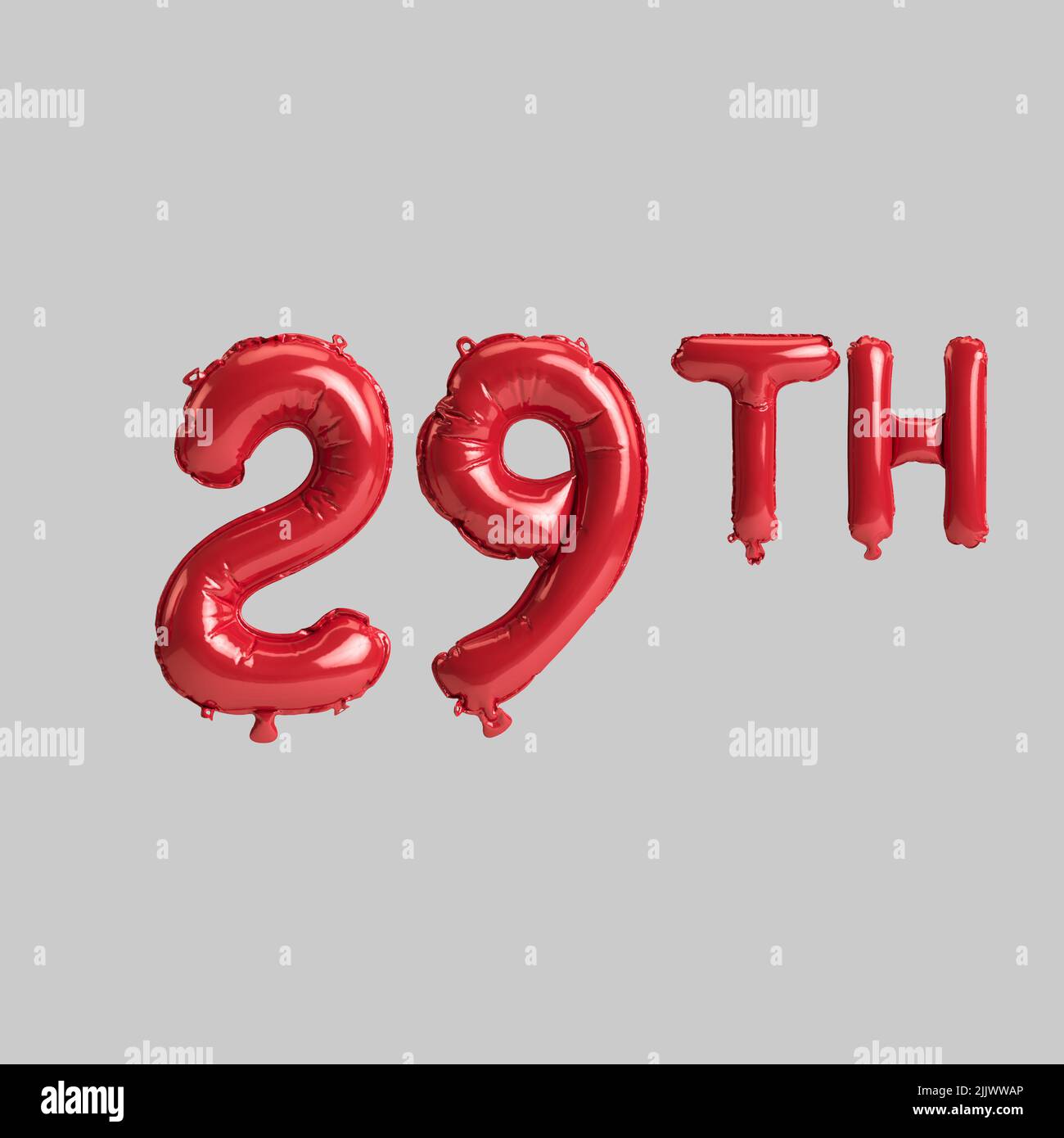 3d illustration of 29th red balloons isolated on white background Stock ...