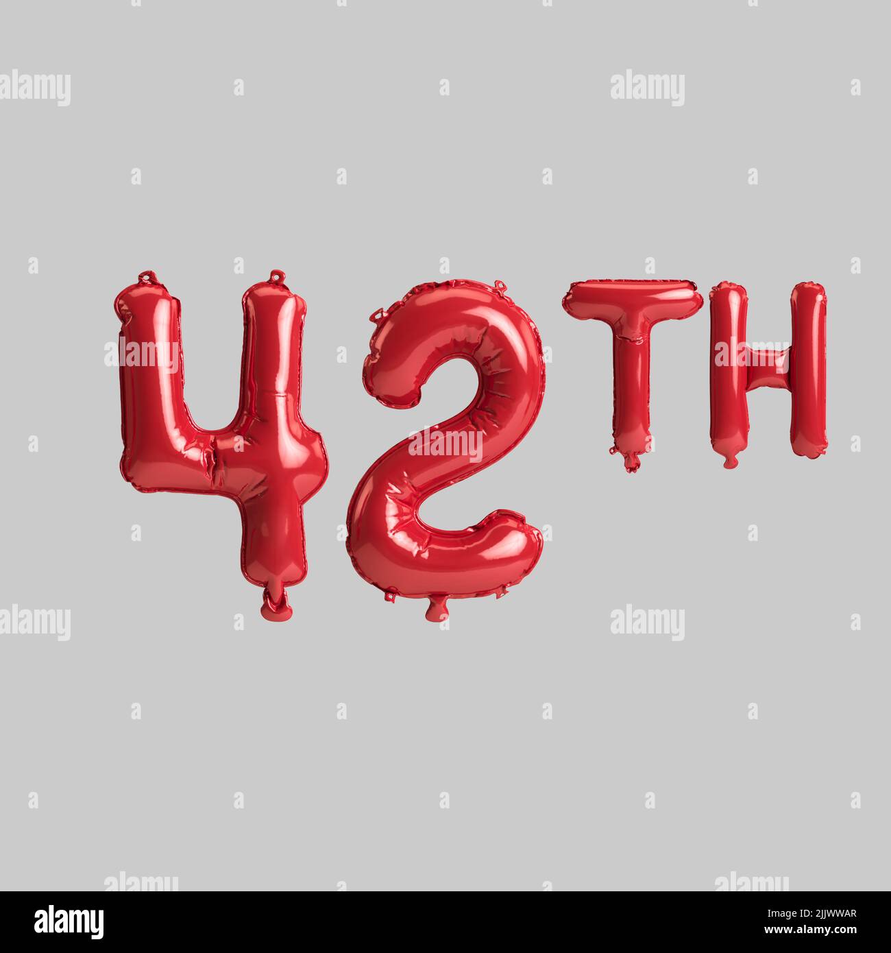 3d illustration of 42th red balloons isolated on white background Stock ...