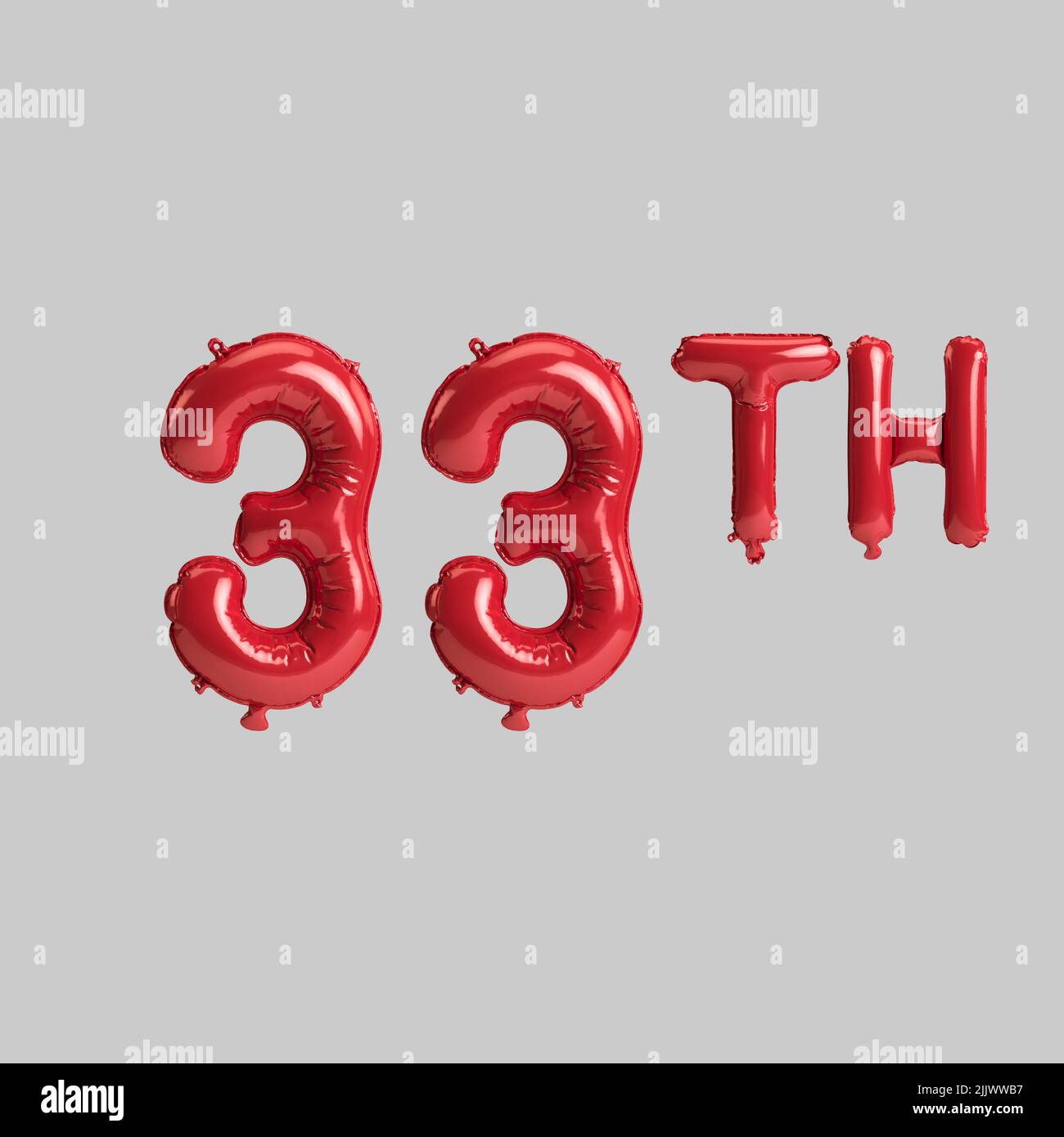 3d illustration of 33th red balloons isolated on white background Stock ...