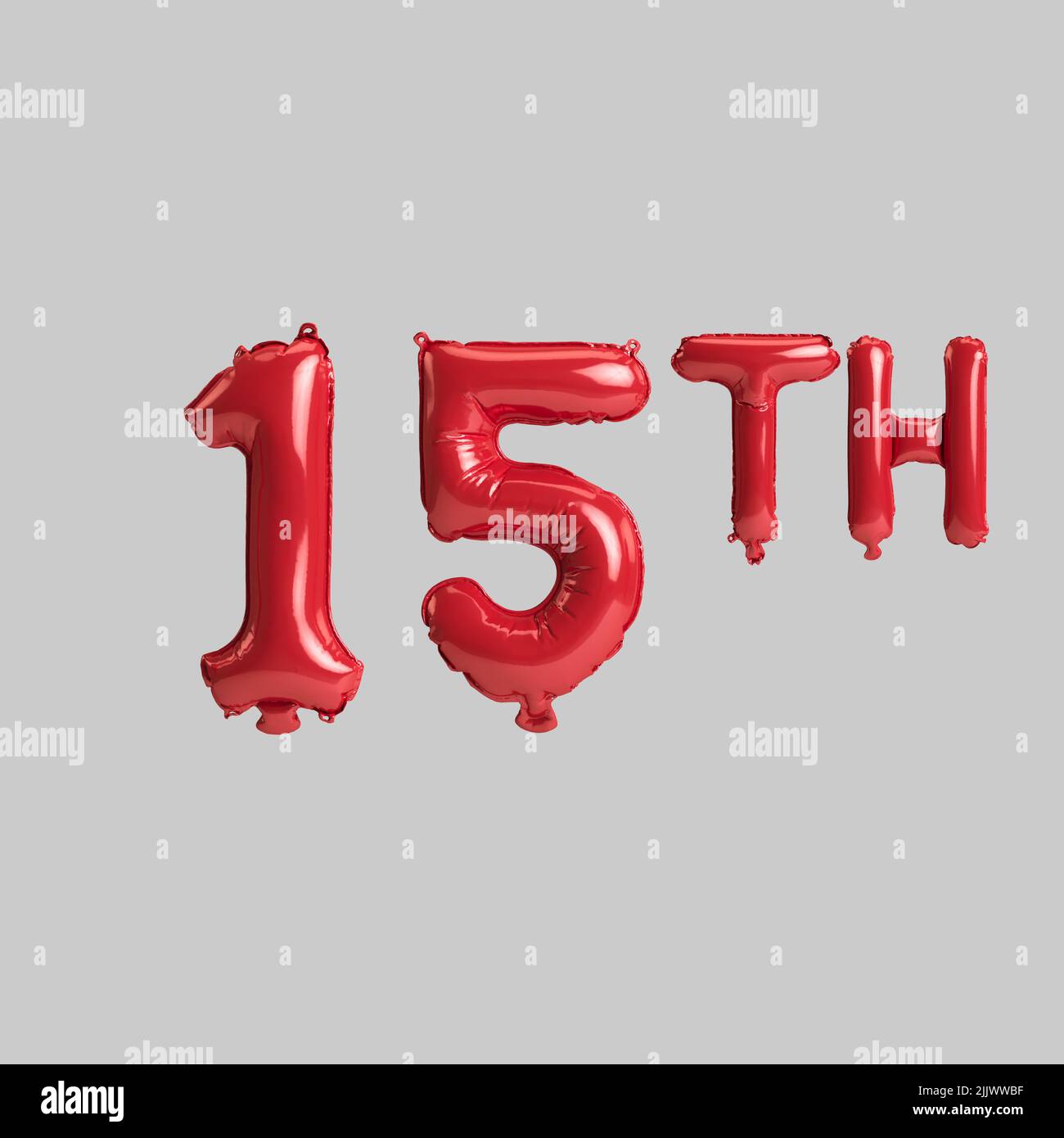 3d illustration of 15th red balloons isolated on white background Stock ...
