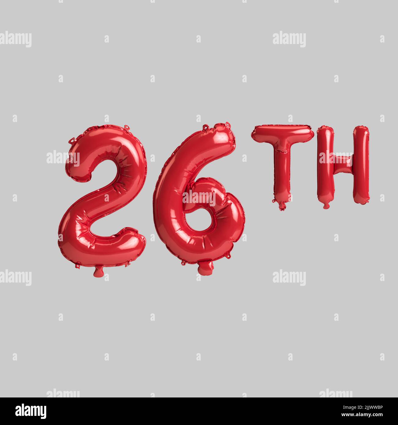 3d illustration of 26th red balloons isolated on white background Stock ...