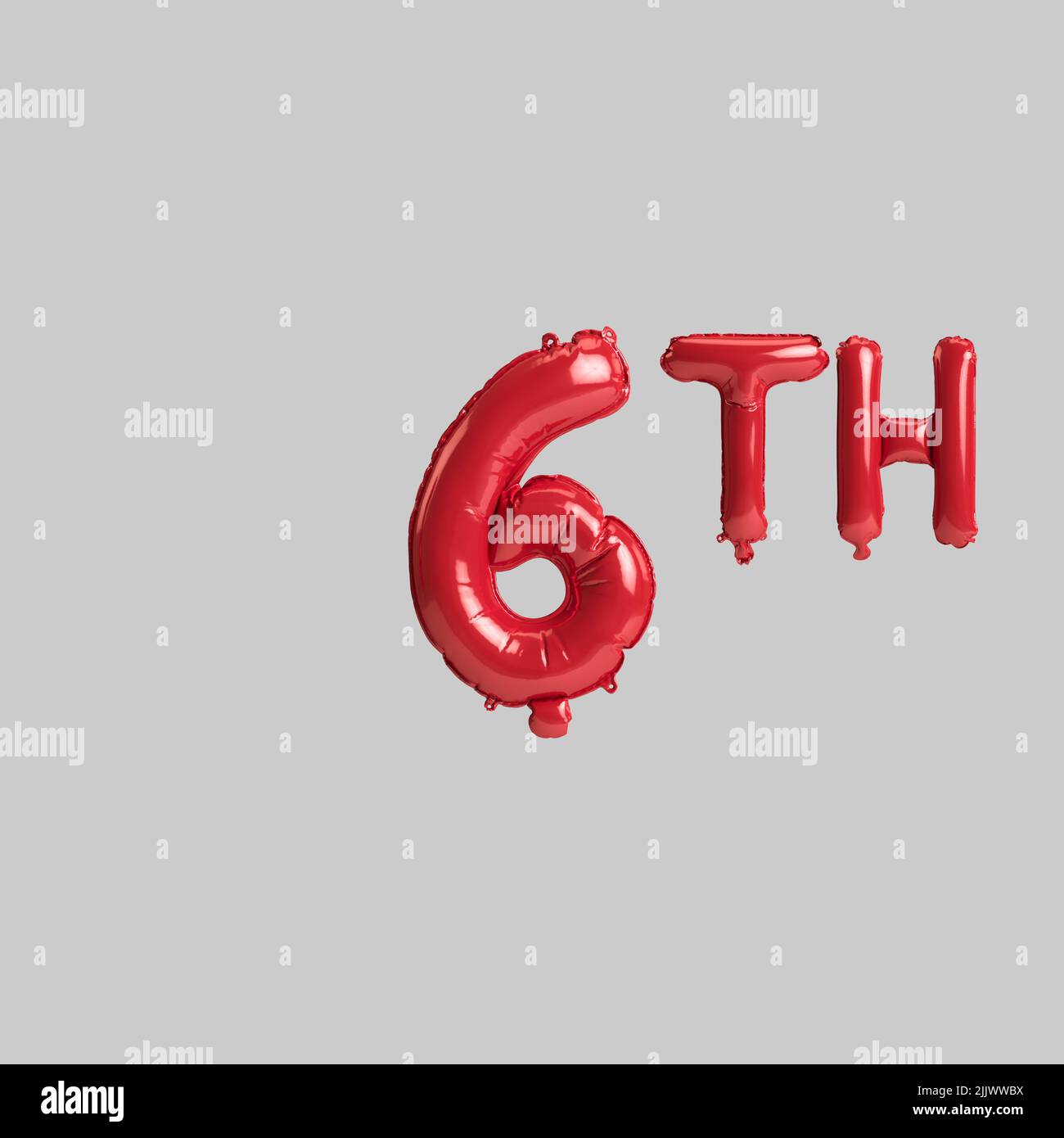 3d illustration of 6th red balloons isolated on white background Stock ...