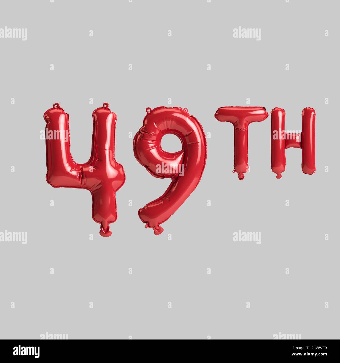 3d illustration of 49th red balloons isolated on white background Stock ...