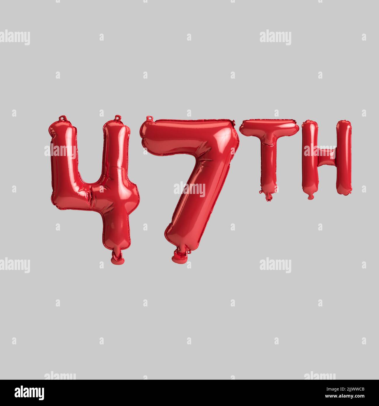 3d illustration of 47th red balloons isolated on white background Stock ...