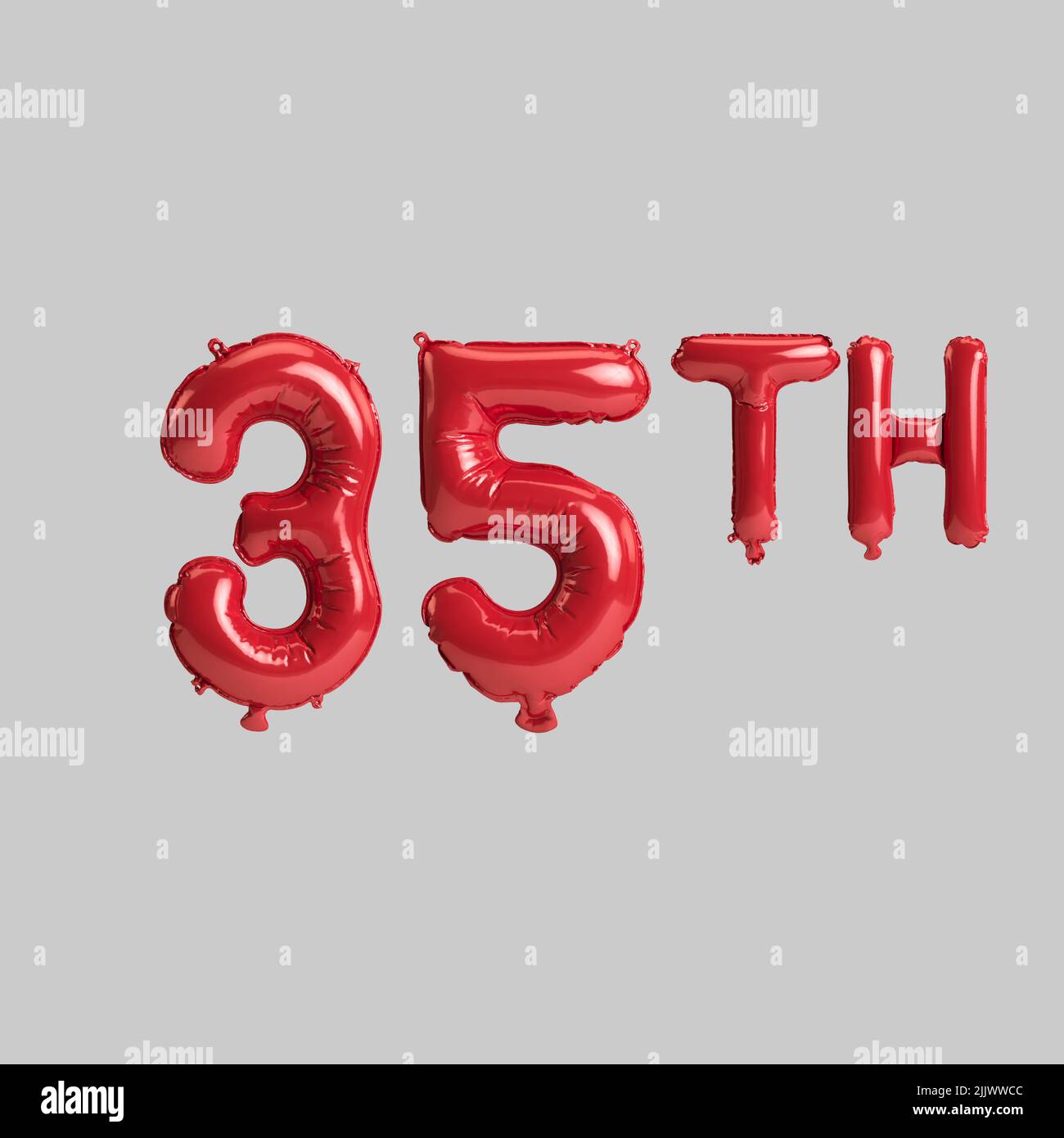 3d illustration of 35th red balloons isolated on white background Stock ...