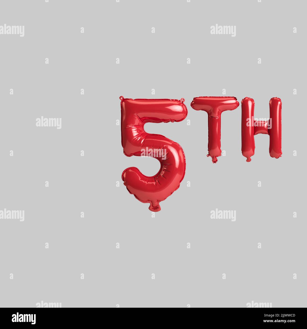 3d illustration of 5th red balloons isolated on white background Stock ...