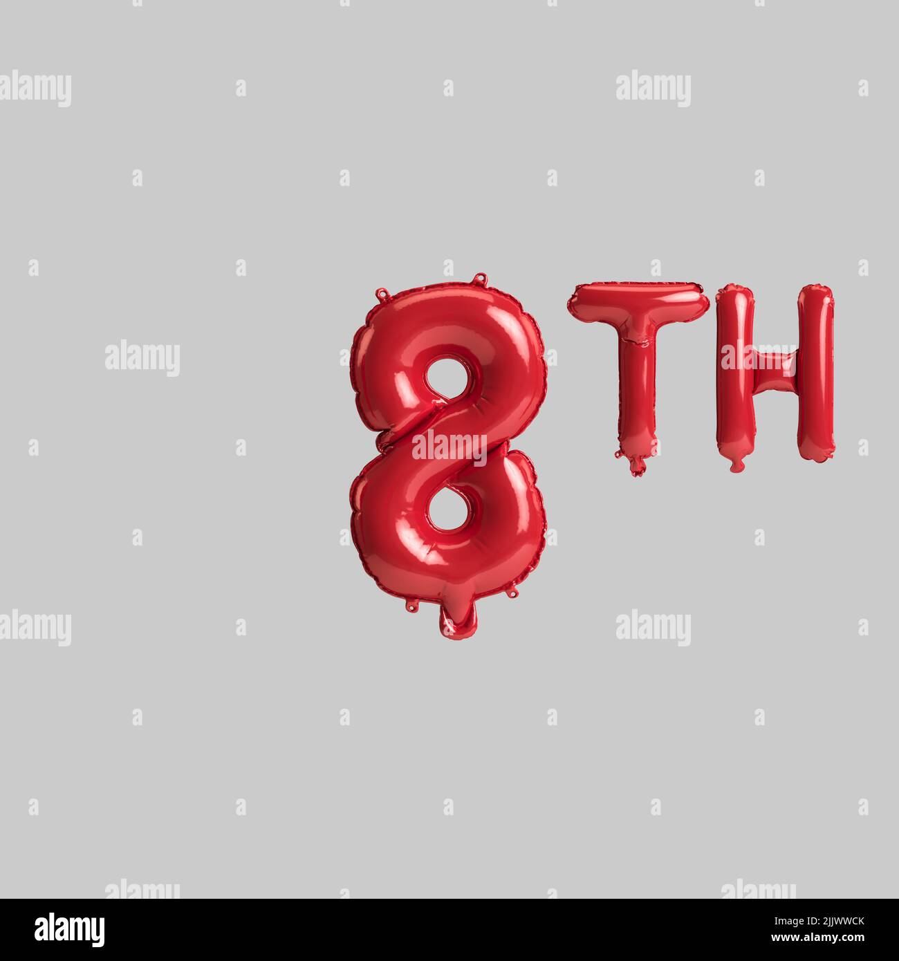 3d illustration of 8th red balloons isolated on white background Stock ...