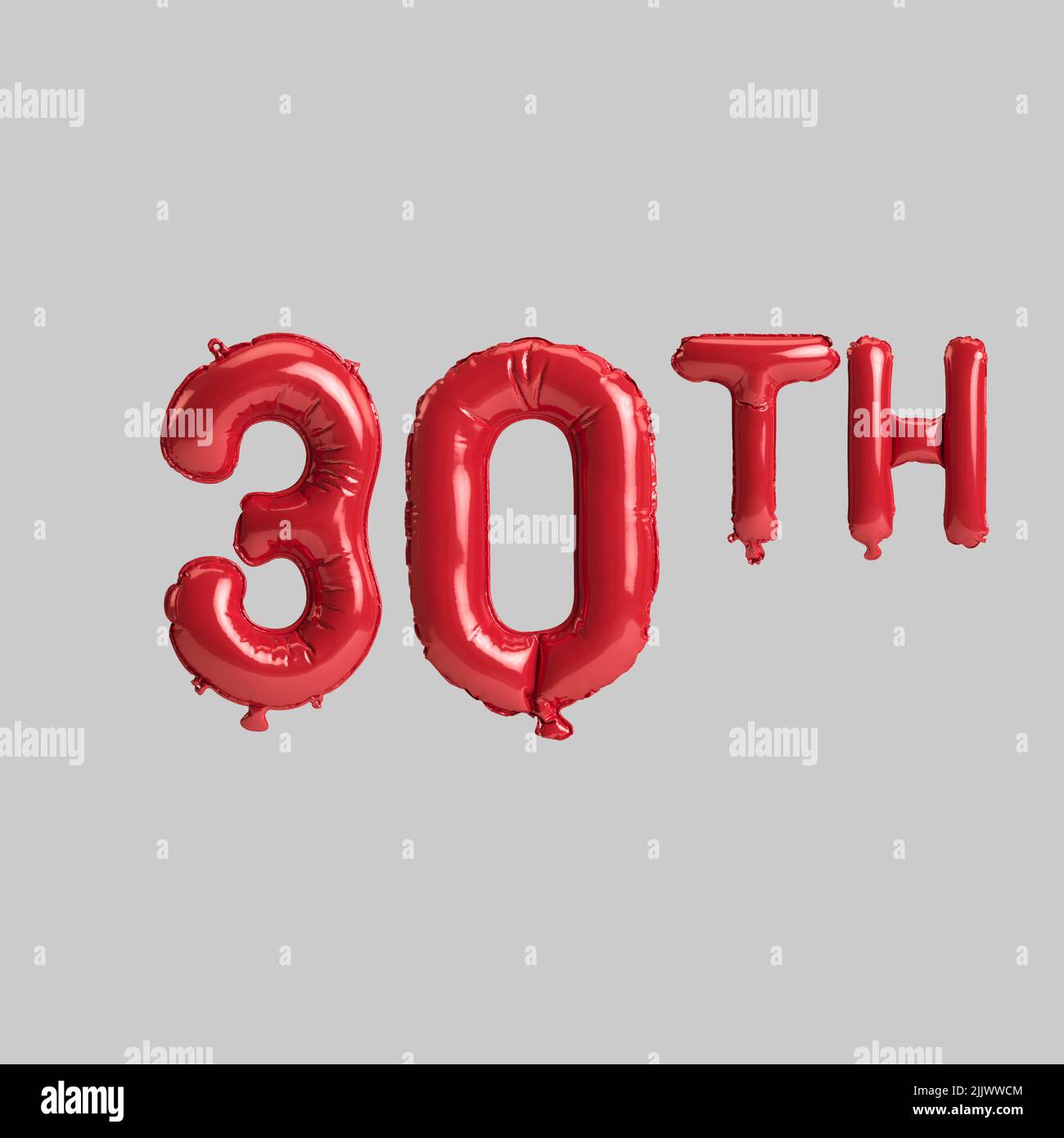 3d illustration of 30th red balloons isolated on white background Stock Photo - Alamy