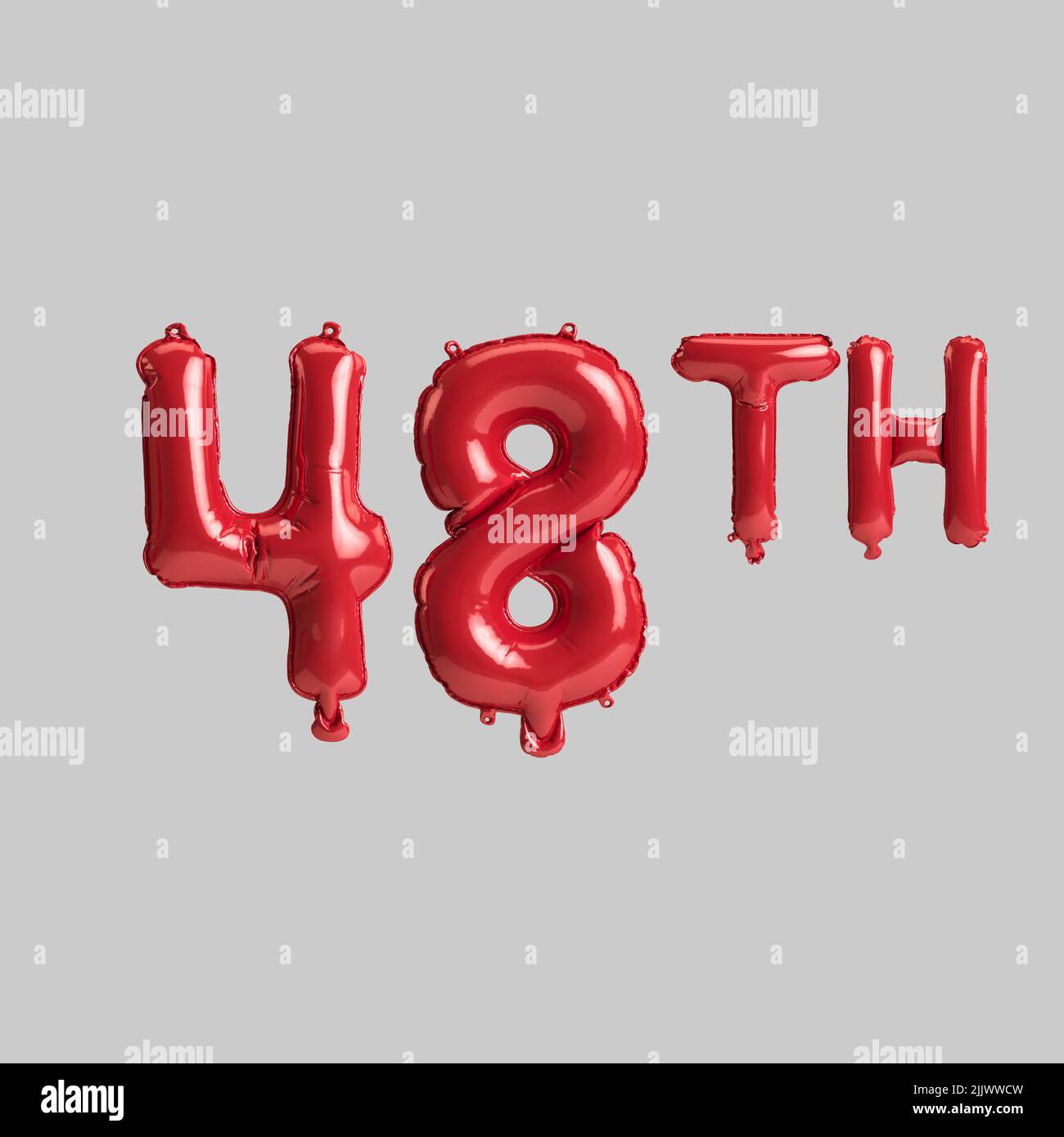 3d illustration of 48th red balloons isolated on white background Stock ...