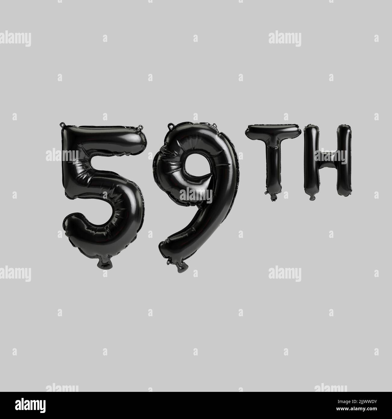 3d illustration of 59th black balloons isolated on white background ...