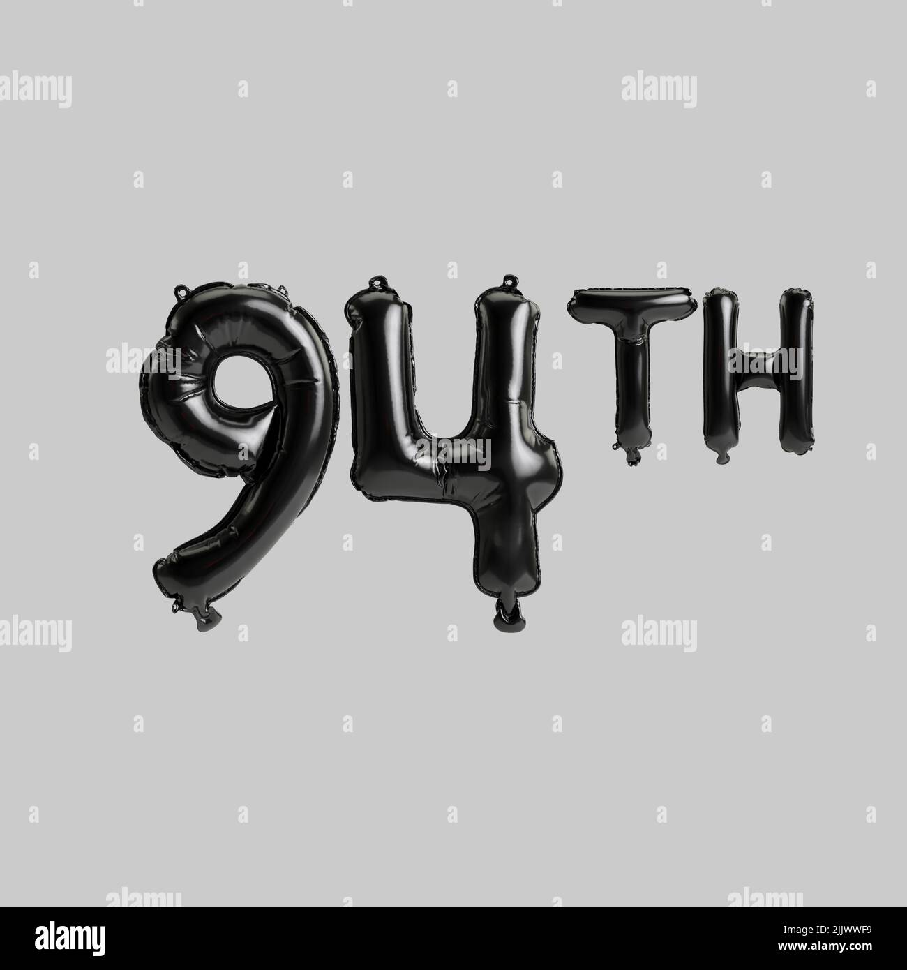 3d illustration of 94th black balloons isolated on white background ...