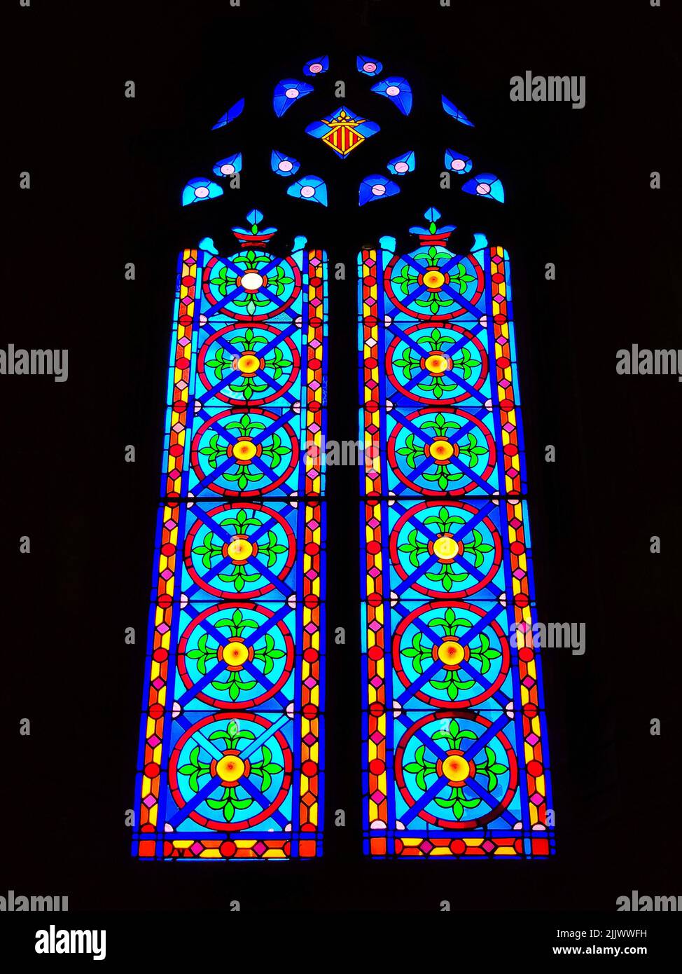 photo of old traditional stained glass window in Valencia, Spain Stock ...
