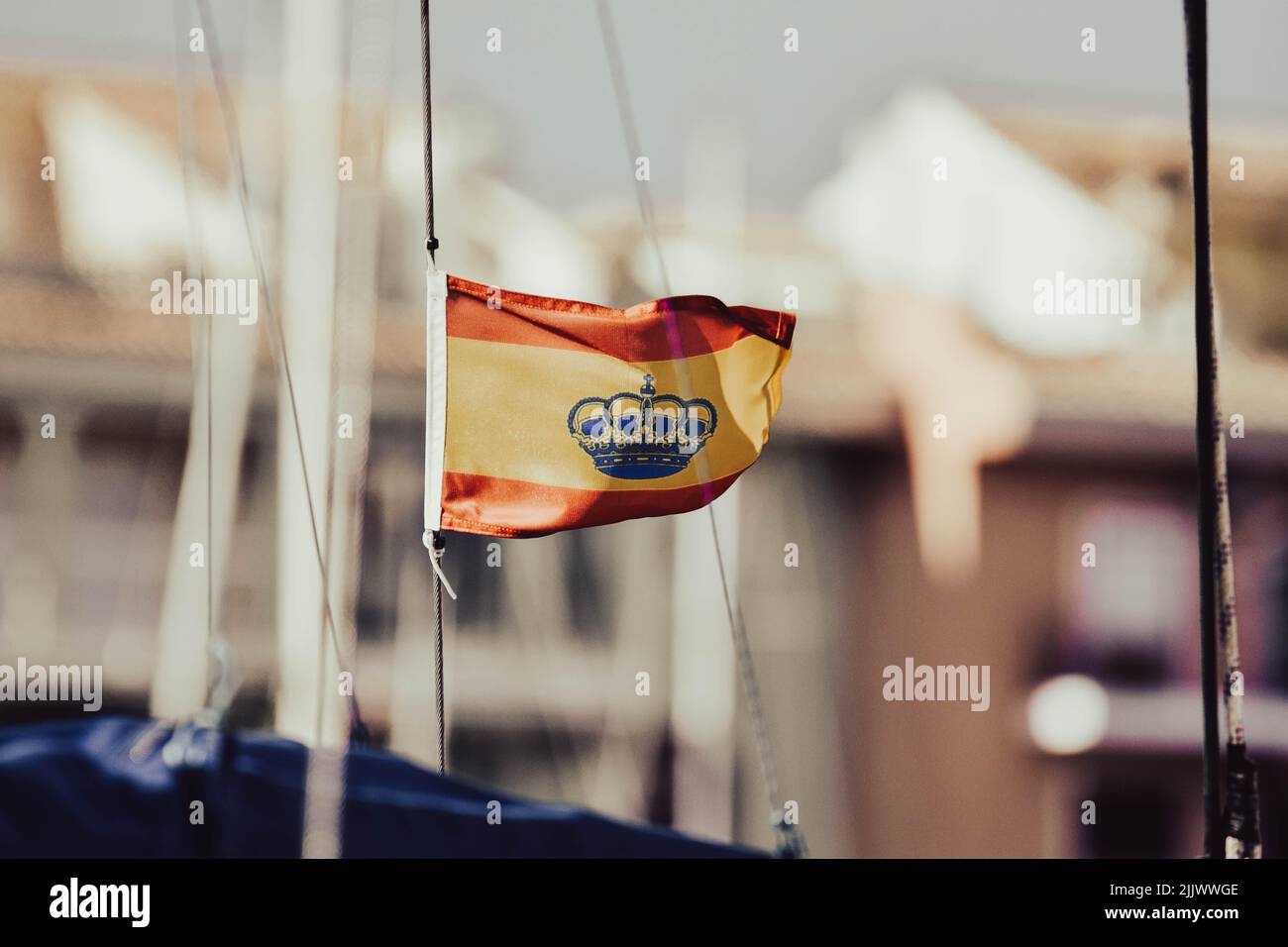 photo of the spanish flag on the mast of a boat Stock Photo - Alamy