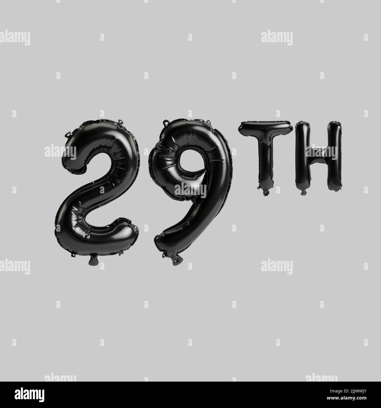 3d illustration of 29th black balloons isolated on white background ...