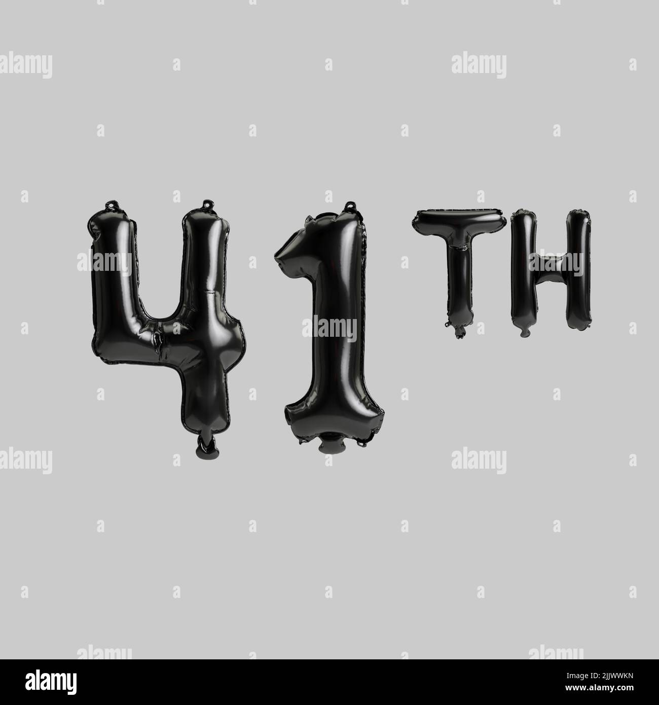 3d illustration of 41th black balloons isolated on white background ...