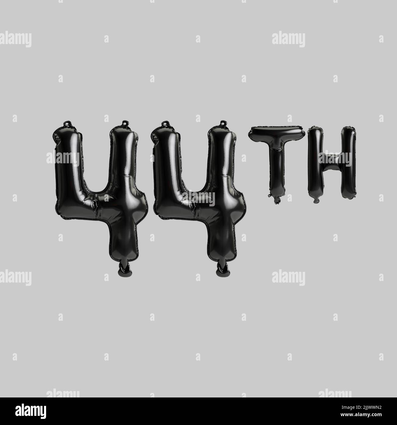 3d illustration of 44th black balloons isolated on white background ...